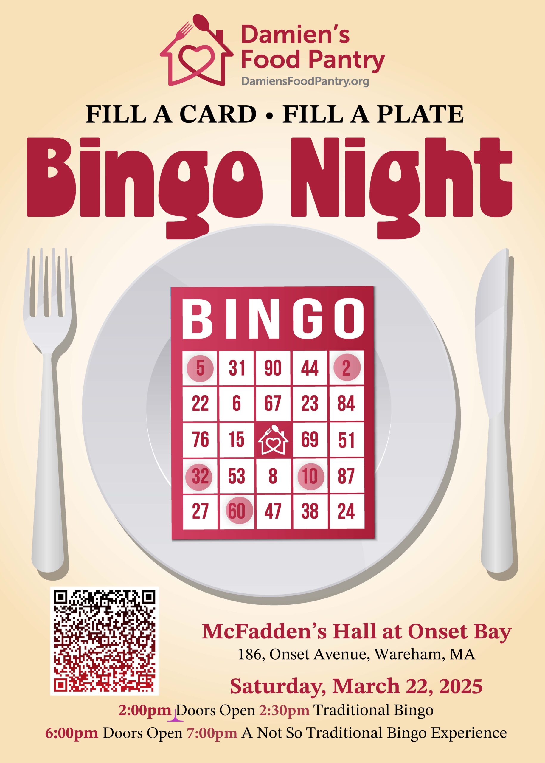 Fill a Card * Fill a Plate Bingo Night 3/22/2025 - Damiens Place